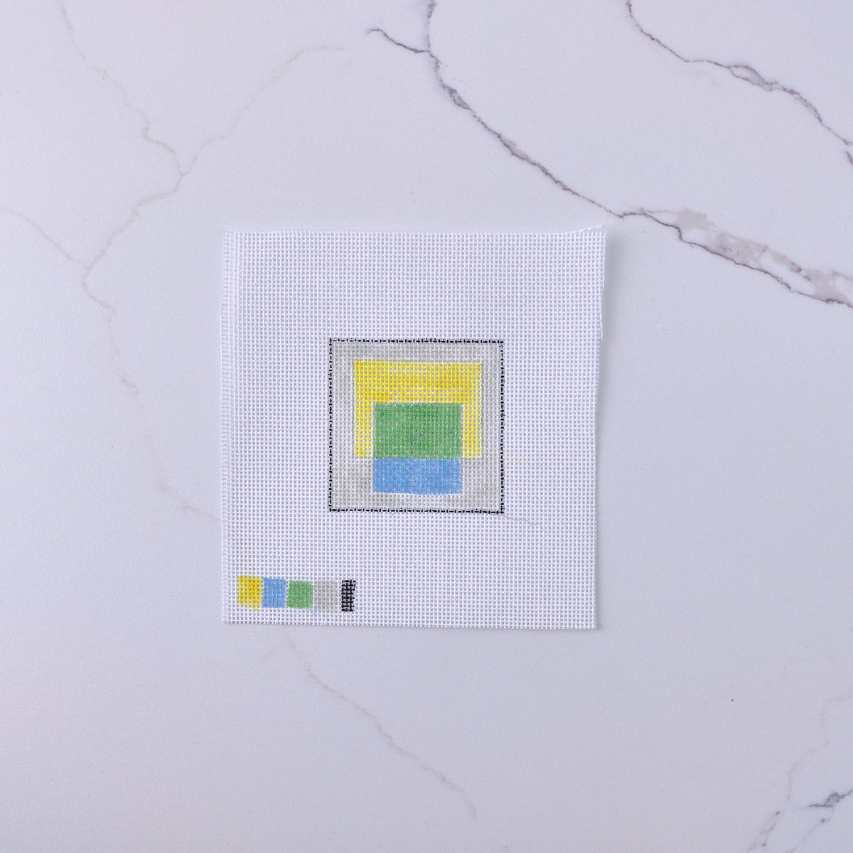 "3 Squared Yellow" - Hand Painted Needlepoint Canvas - HM Nabavian